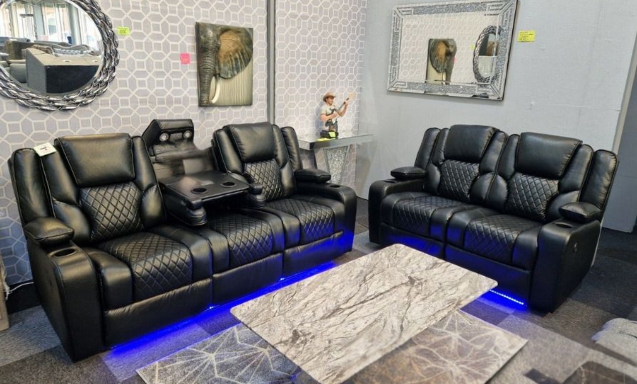 Bravo Power Recliner Sofa Black 3 seater