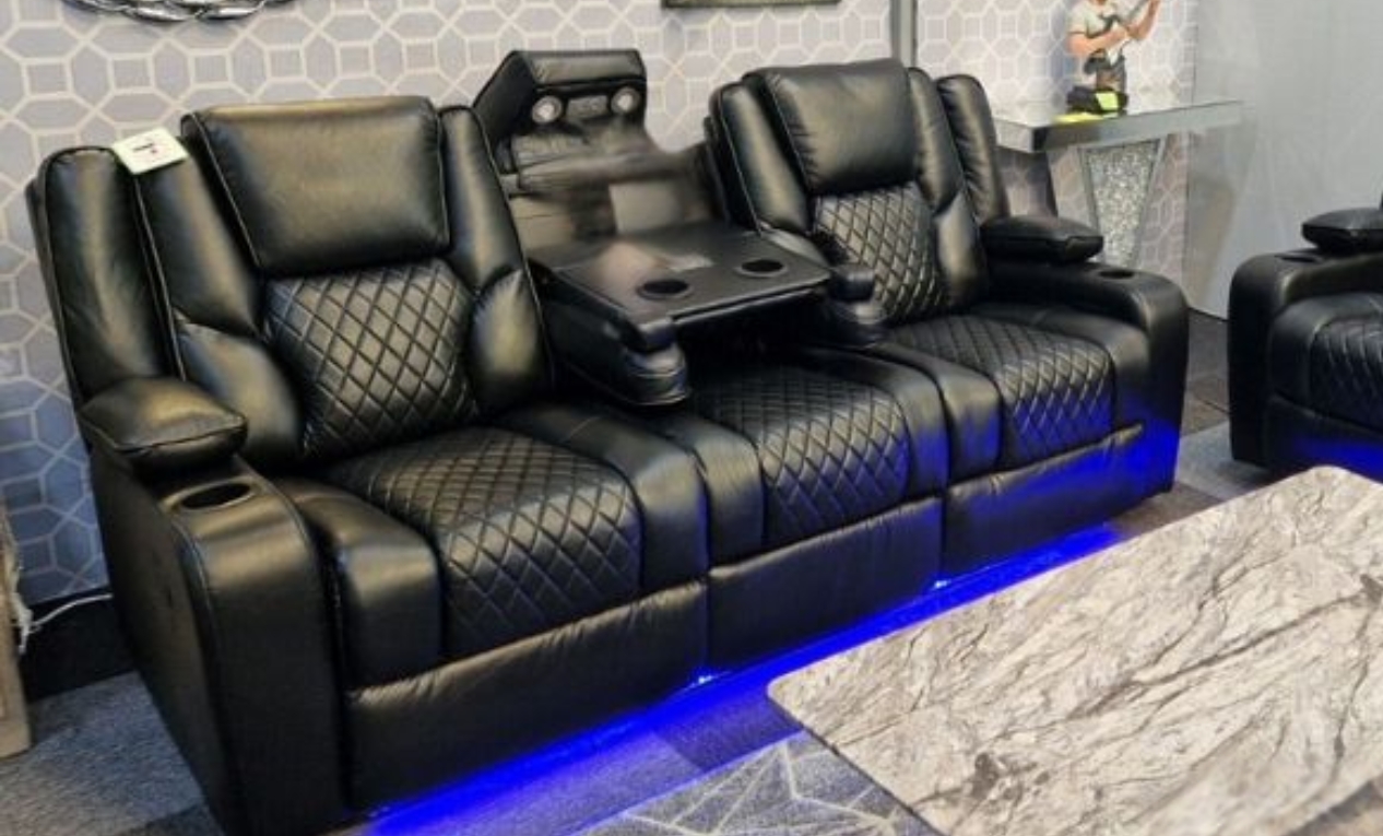Bravo Power Recliner Sofa Black 3 seater