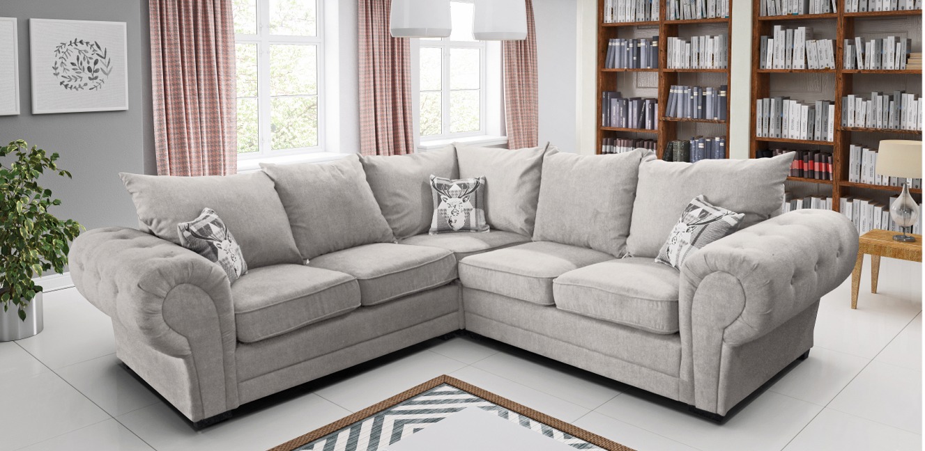 Baron 2 Seater Sofa Silver Formal Cushions