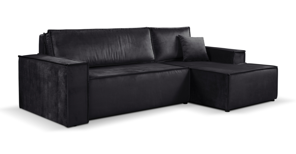 Calix Black Corner Sofa Bed with Right Chaise – Modern, Comfortable ...