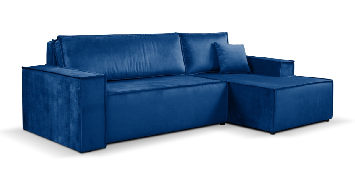 Calix blue right hand facing chaise corner sofa bed