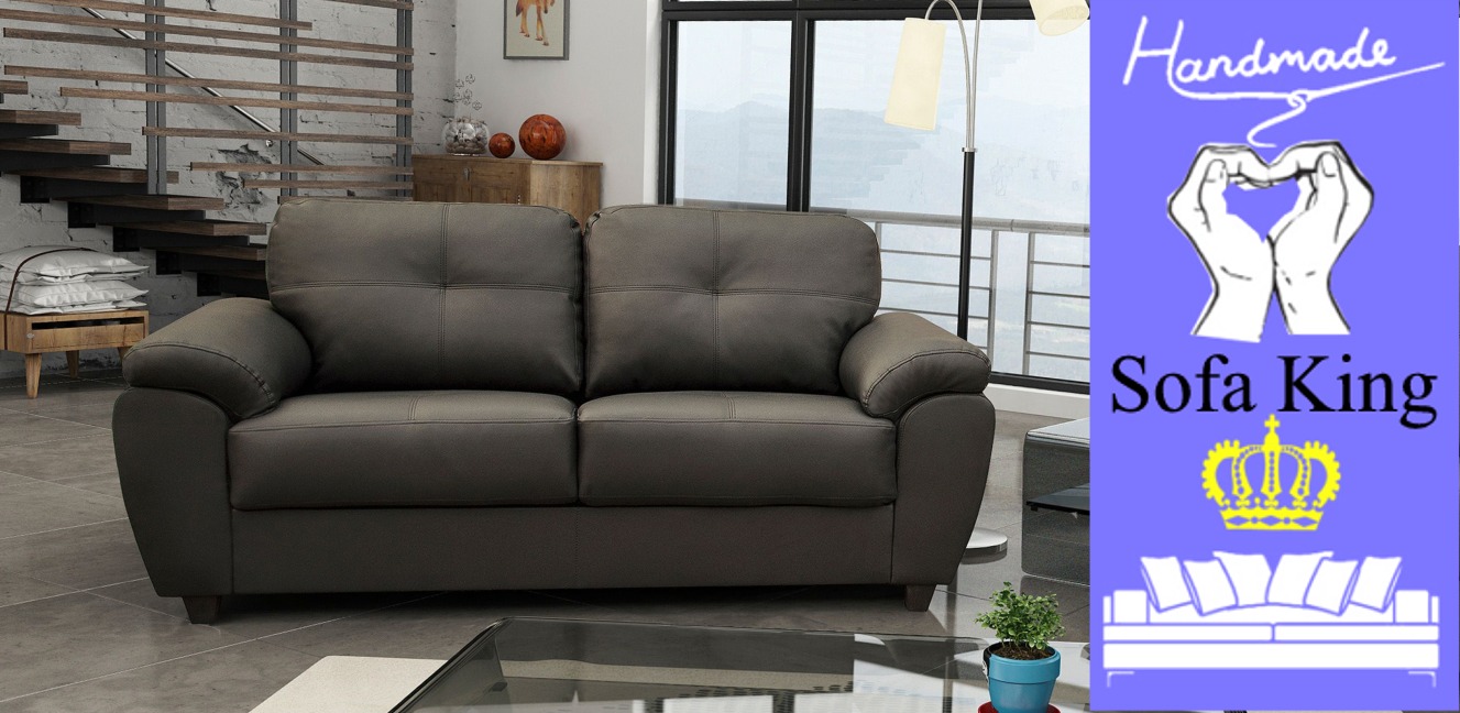 Capri 3 Seater Grey Leather Sofa