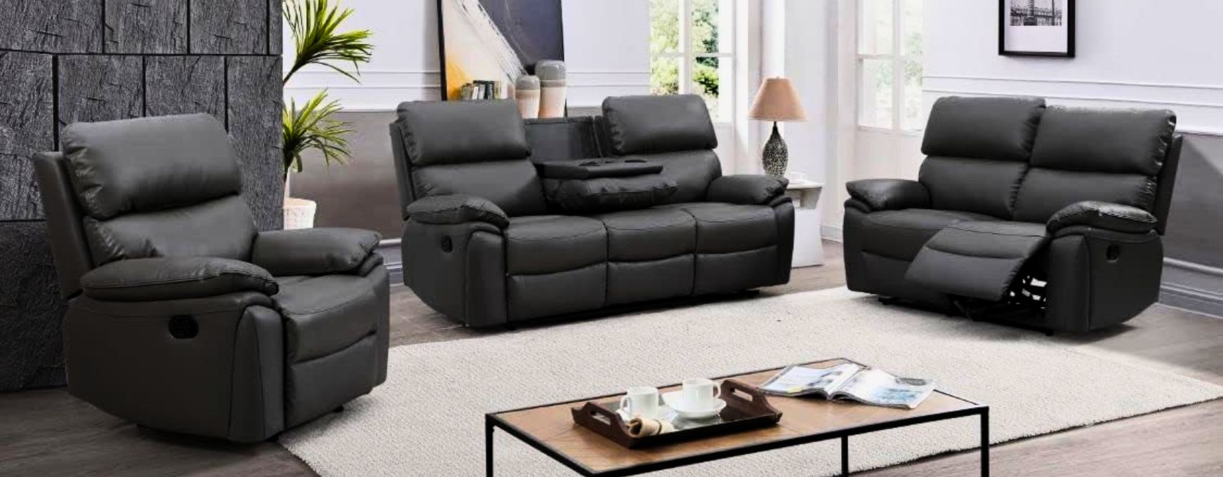 Pearson Recliner Sofa couch Black 3+2